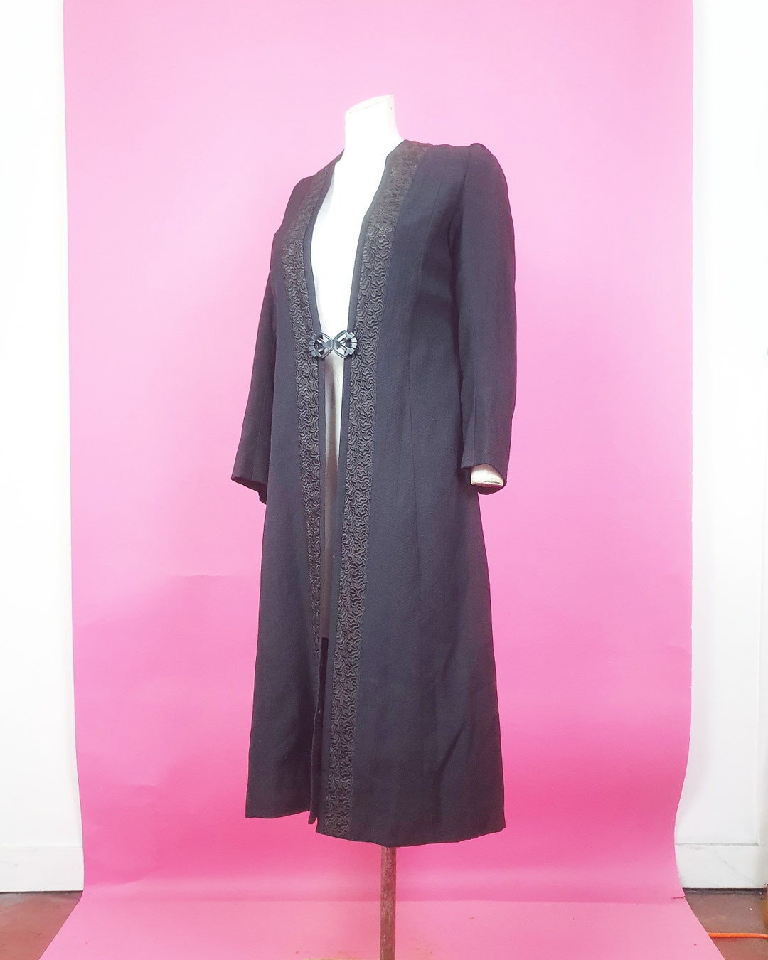 Stylish 1930s Black Jacket Lined With a Lovely Trim and Art Deco Buckle ...