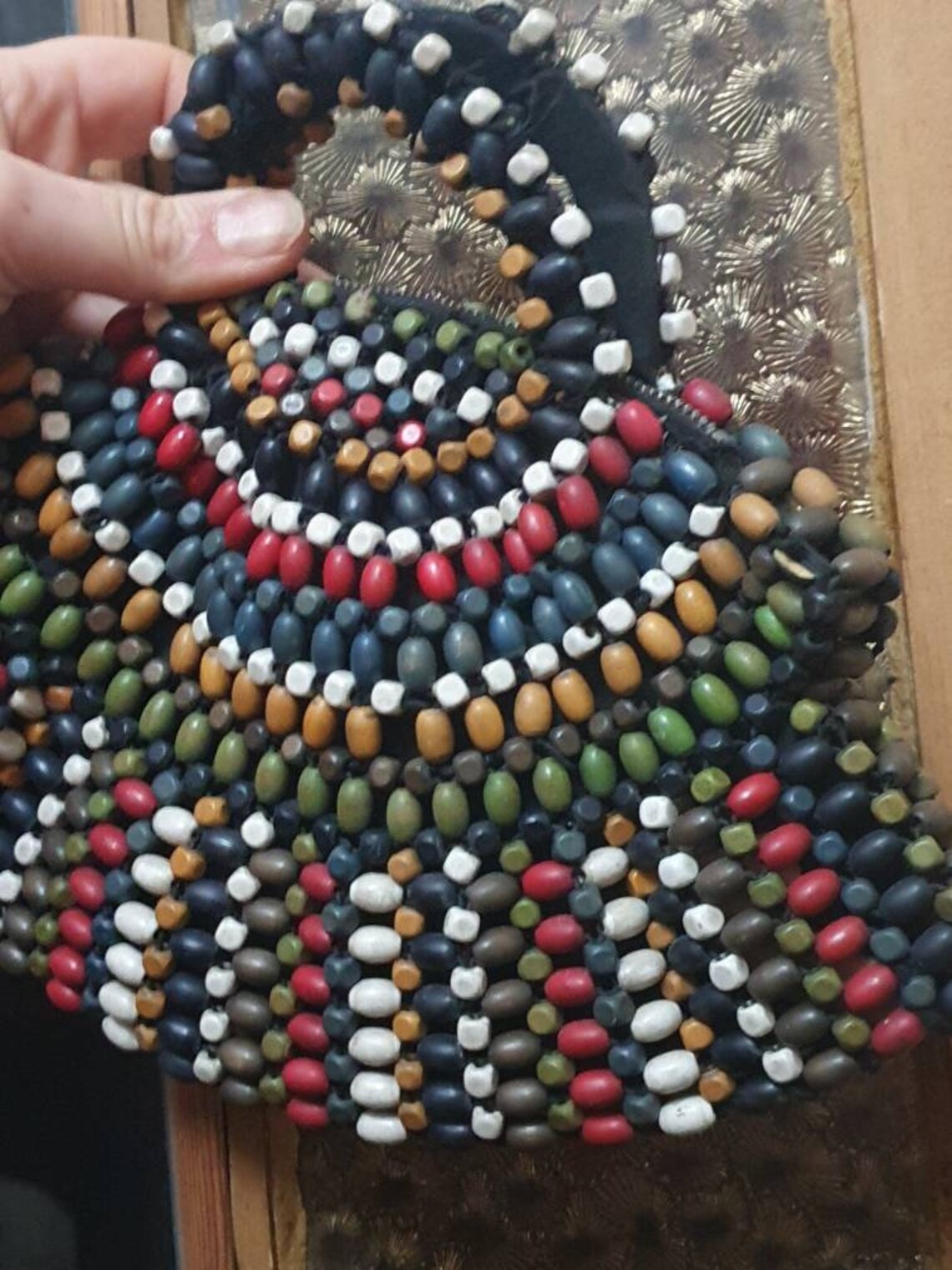 Reserved Super Cute 1930s 40s Czech Wooden Beaded Multi Coloured Bag ...
