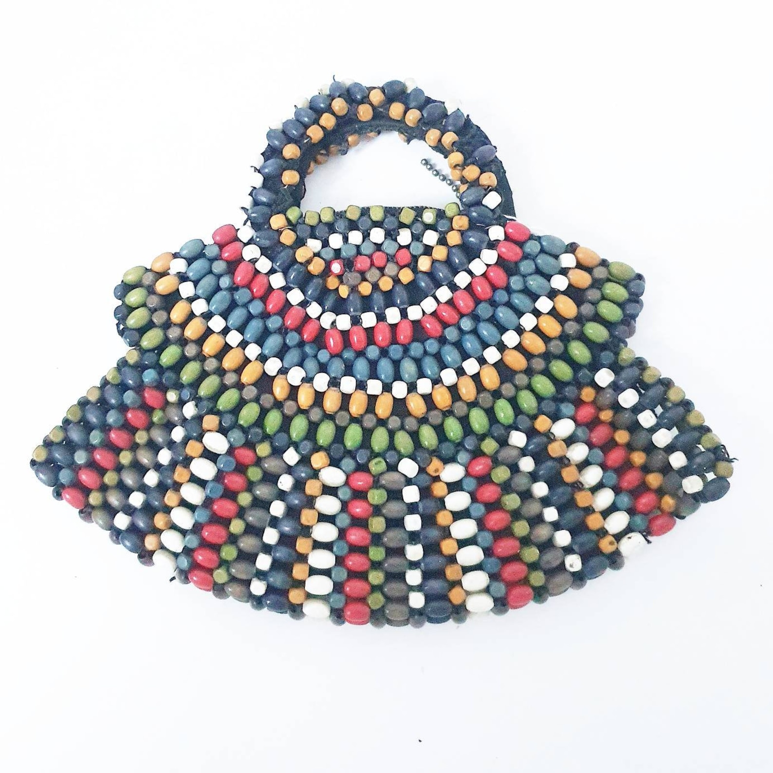 Reserved Super Cute 1930s 40s Czech Wooden Beaded Multi Coloured Bag ...