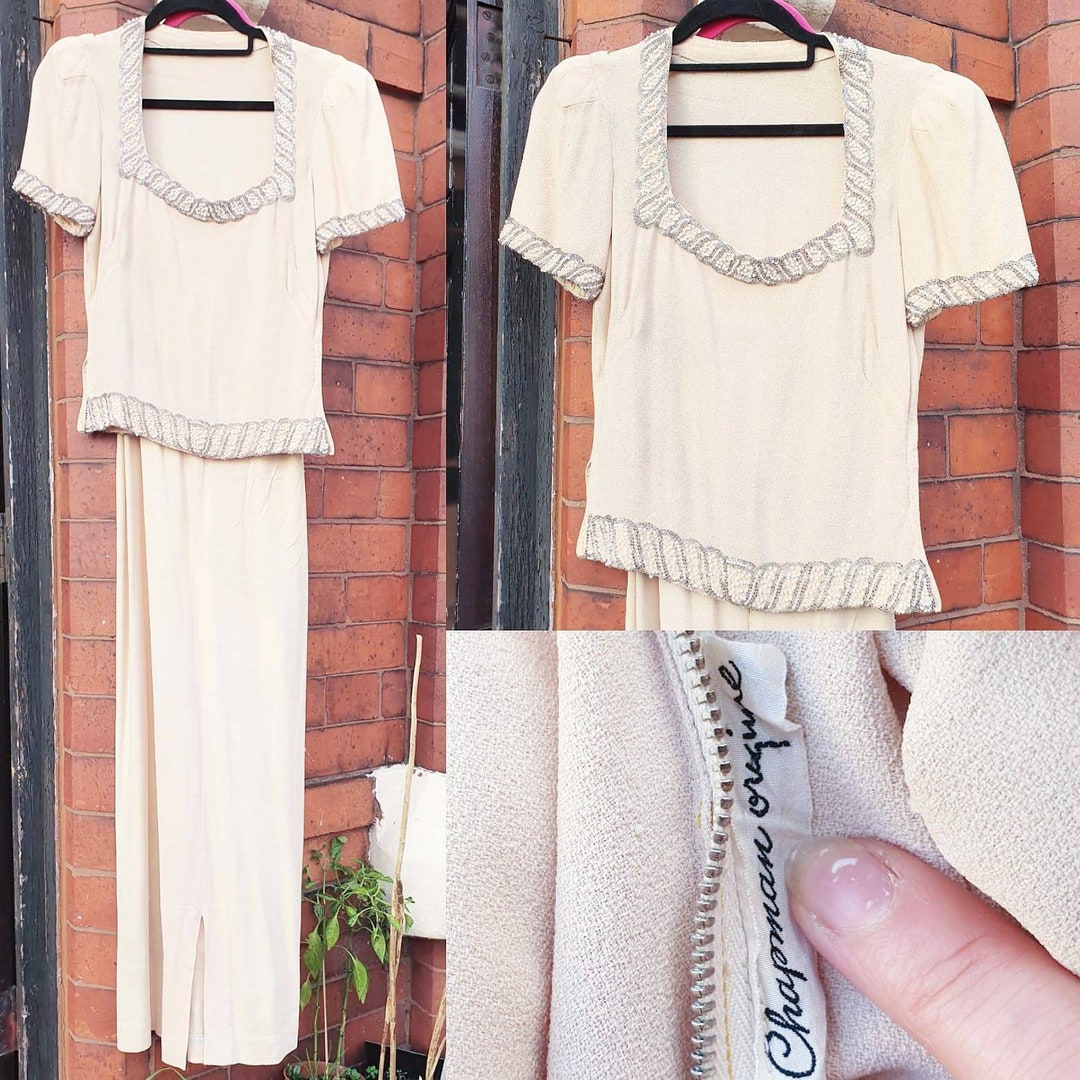 Sale Amazing Rare 1940s Earlier Label Ceil Chapman Designer Cream Brige ...
