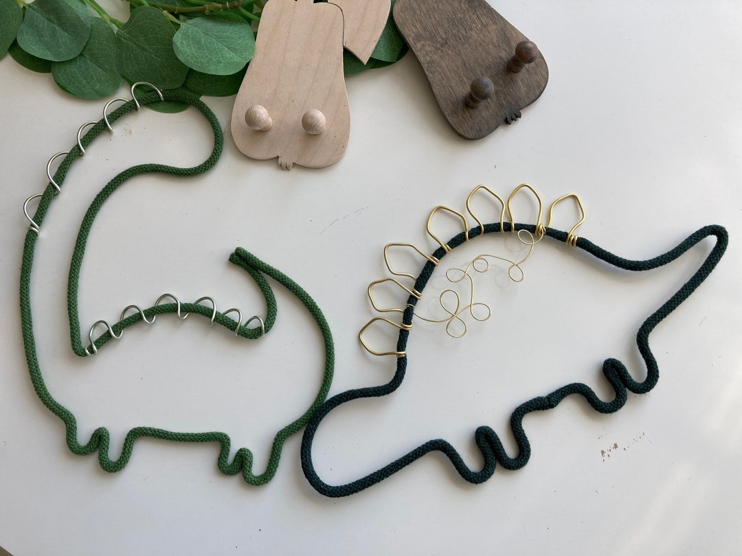 Set of Two Knitted Wire Dinosaurs Nursery Kids Bedroom Wall Decor - Etsy