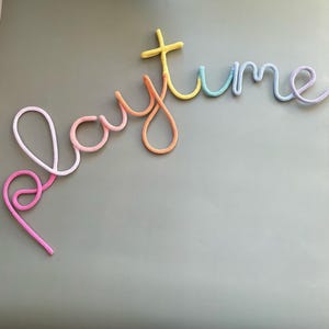 Playtime - Colorful Pastel Rainbow Nursery Sign for Kids Playroom or ...