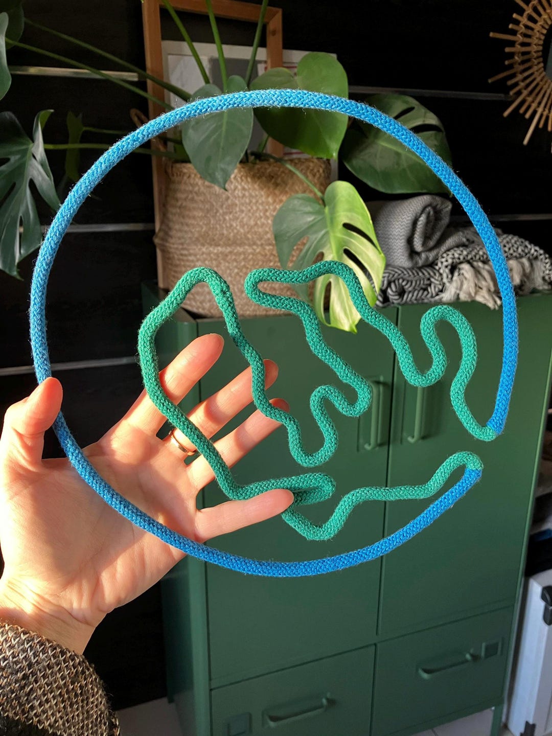 Handmade Earth-themed Wall Hanging With Rope and Wire Detailing, Globe ...