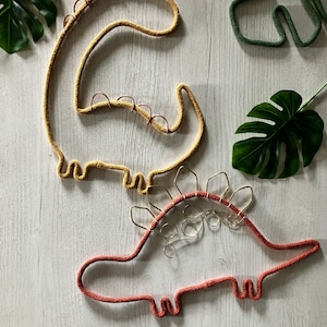Set of Two Knitted Wire Dinosaurs Nursery Kids Bedroom Wall Decor - Etsy