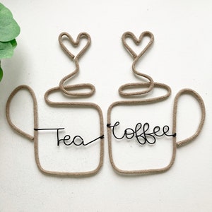 Rope Wire Coffee, Tea Cup Sign , Shape Kitchen Wall Art Decor ,love ...