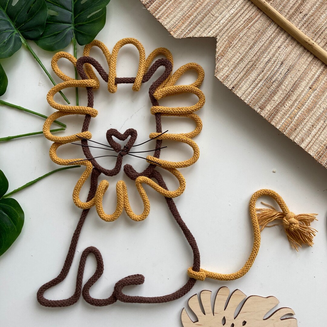 Knit Wire Lion Decor Safari Nursery Playroom Kids Room Wall Hanging - Etsy