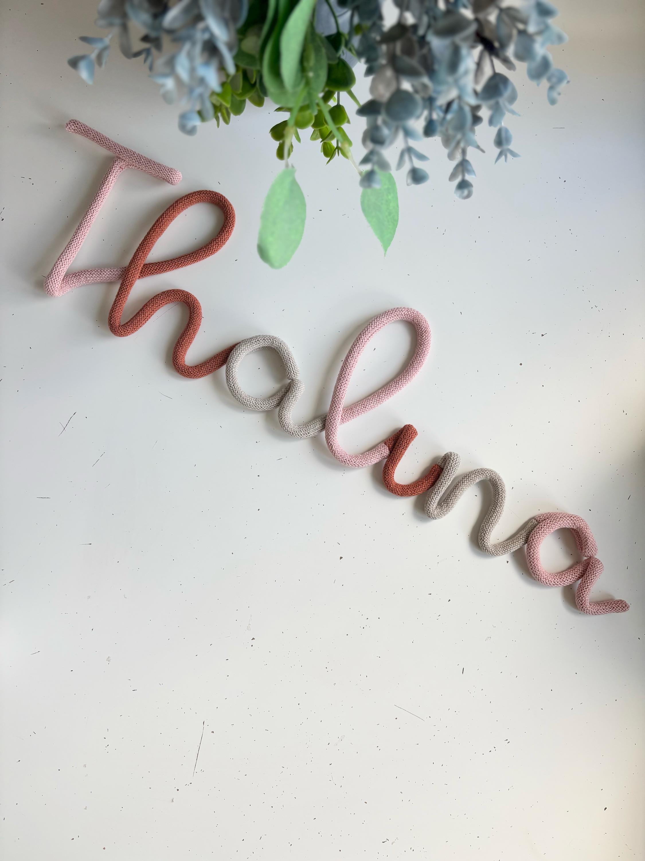 Knitted Rope Wire Words Names Name Signs Nursery Decor Baby Shower Gift ...