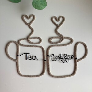 Rope Wire Coffee, Tea Cup Sign , Shape Kitchen Wall Art Decor ,love ...
