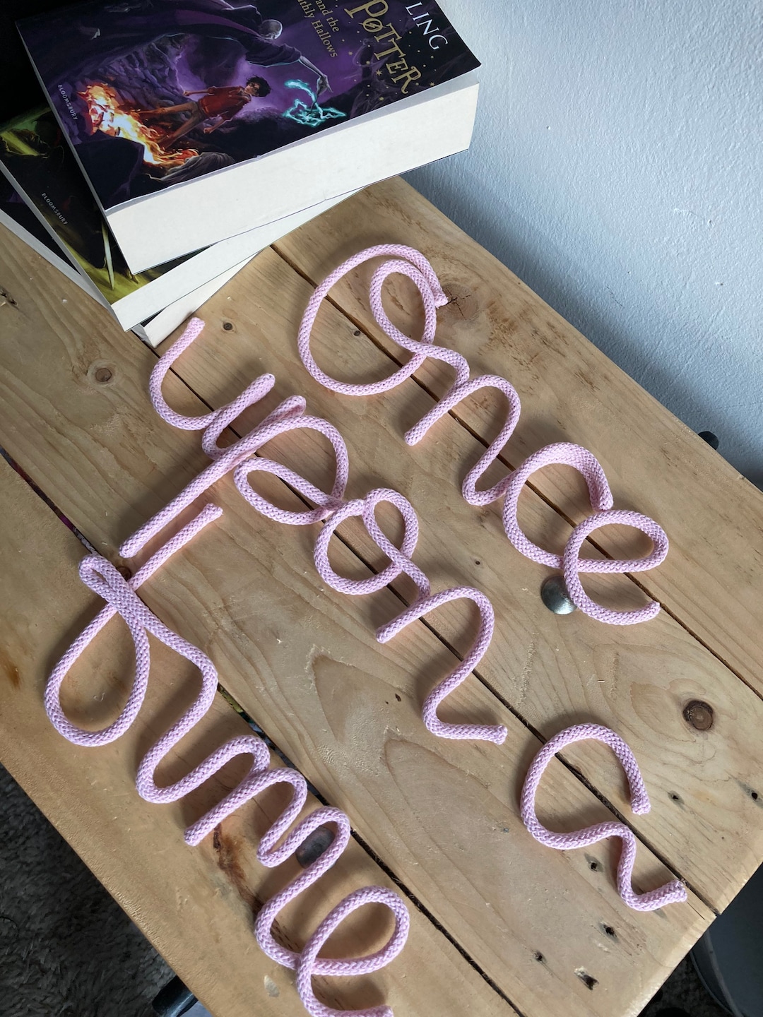 Once Upon a Time Sign for Nursery Wall Knitted Wire Sign Bookshelf ...