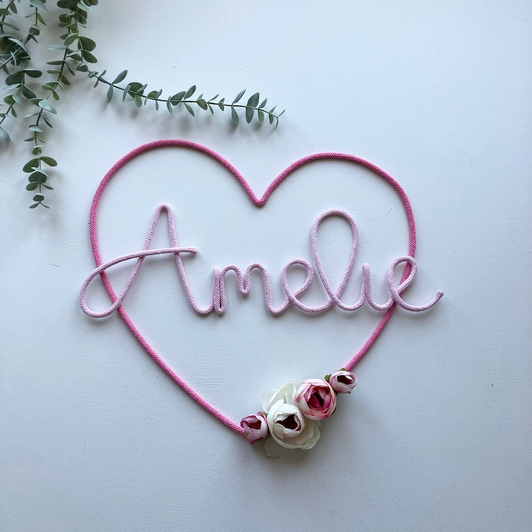 Rope Wire Heart Shape Name for Kids Room , Babies Nursery ,personalised ...
