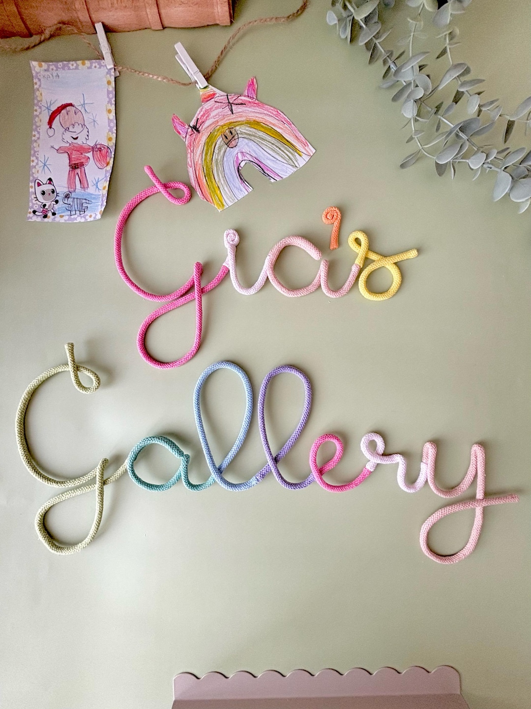 Custom Pastel Sign for Kids Artwork Display Personalized Art Gallery ...