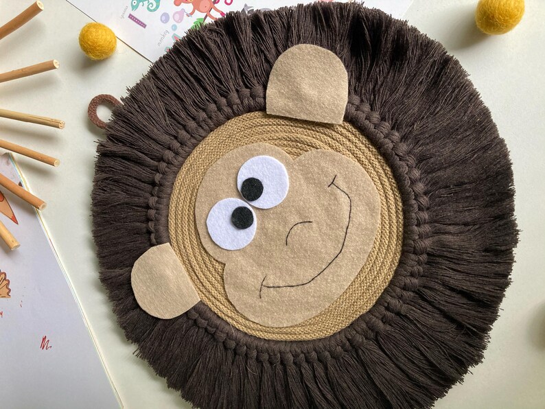 Monkey Head Nursery Wall Hanging Safari Nursery Macrame Decor - Etsy