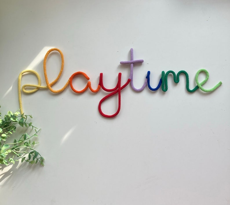 Playtime - Colorful Rainbow Theme Nursery Sign for Kids Room or Babies ...