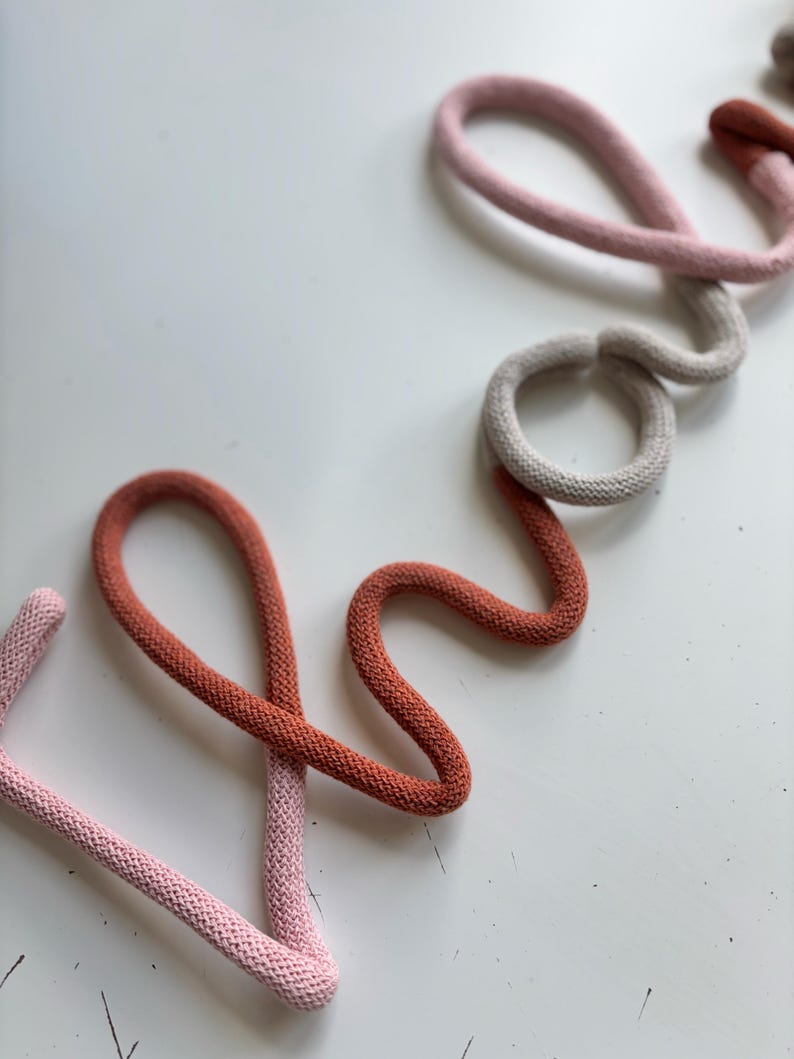 Knitted Rope Wire Words Names Name Signs Nursery Decor Baby Shower Gift ...