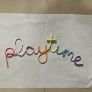 Playtime - Colorful Pastel Rainbow Nursery Sign for Kids Playroom or ...