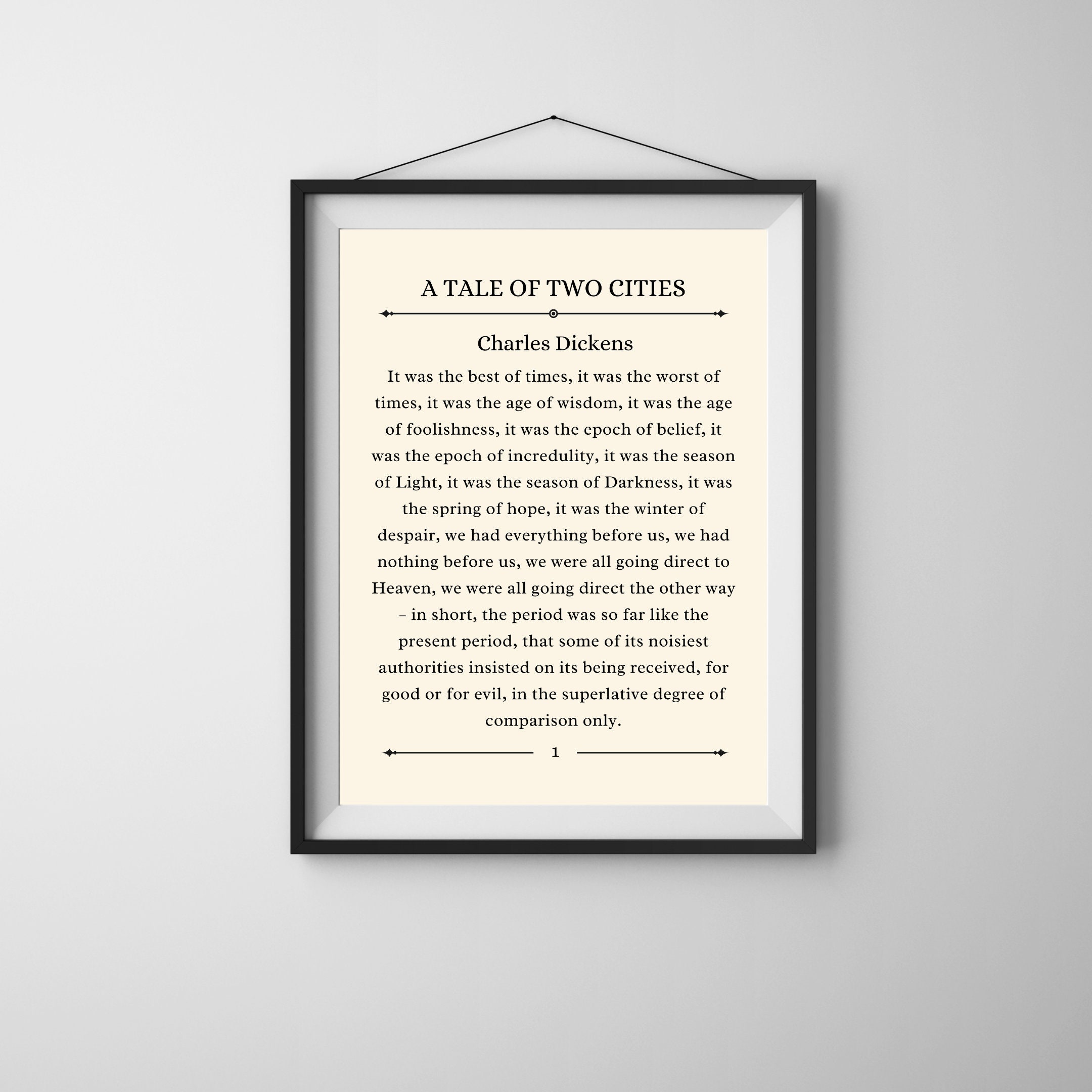 Charles Dickens A Tale of Two Cities Opening Line Wall Decor Art ...