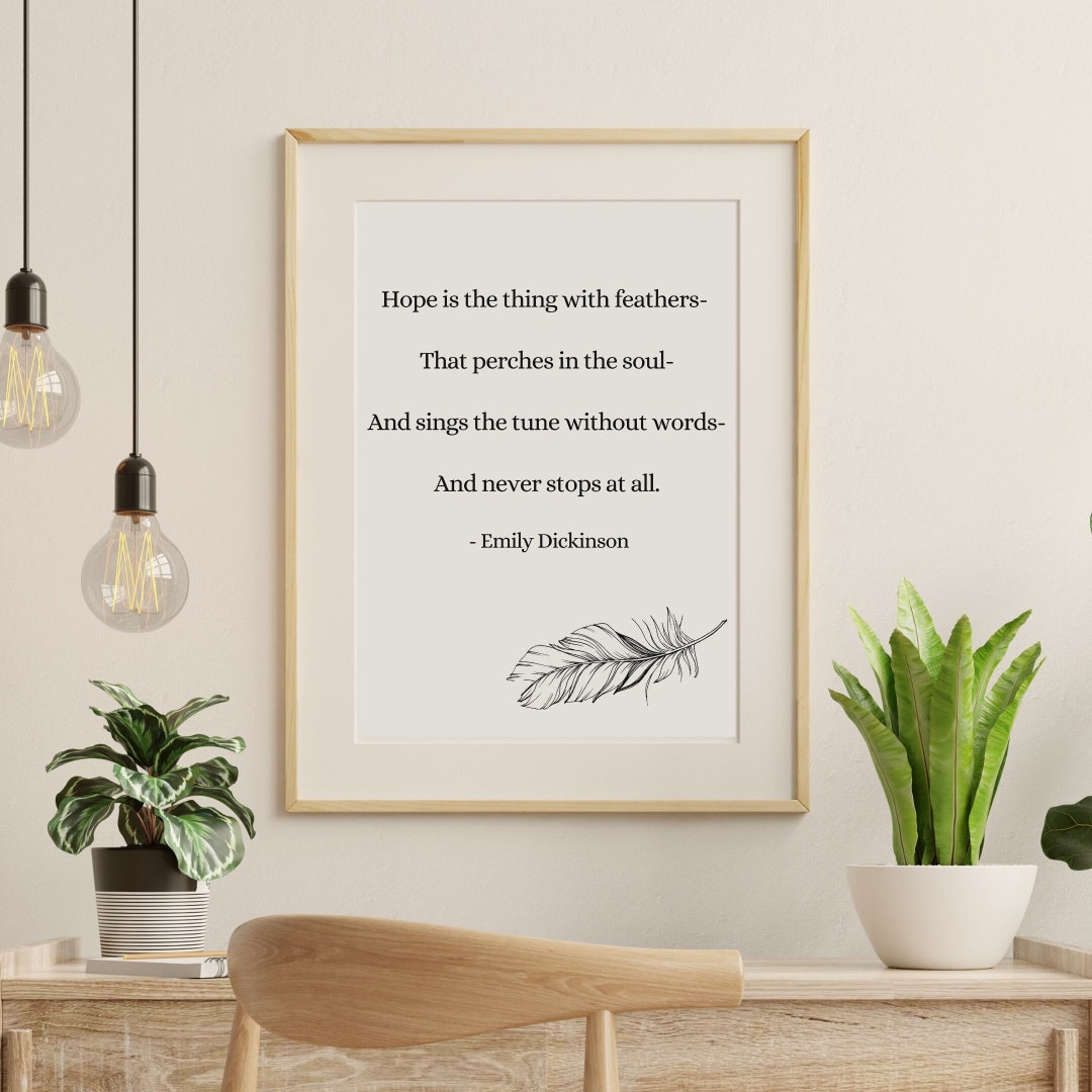 Emily Dickinson - Hope is the Thing With Feathers Wall Decor Art ...