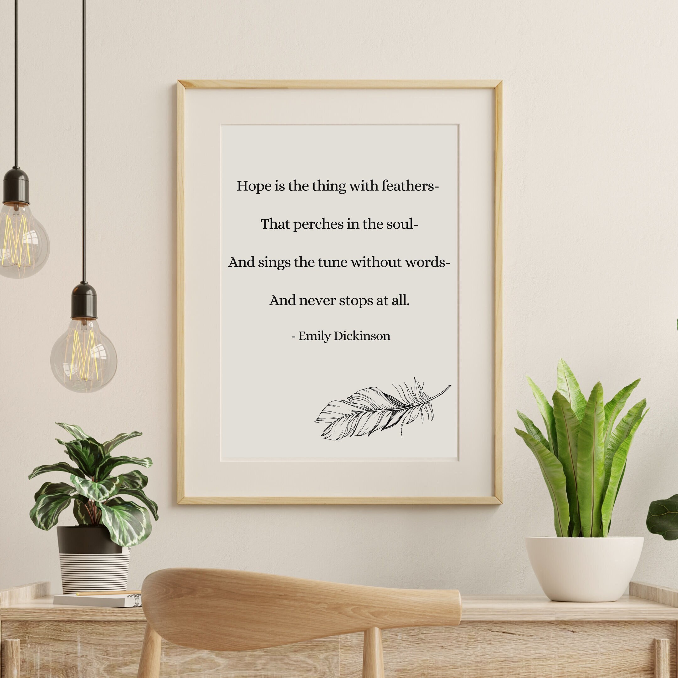 Emily Dickinson - Hope is the Thing With Feathers Wall Decor Art ...