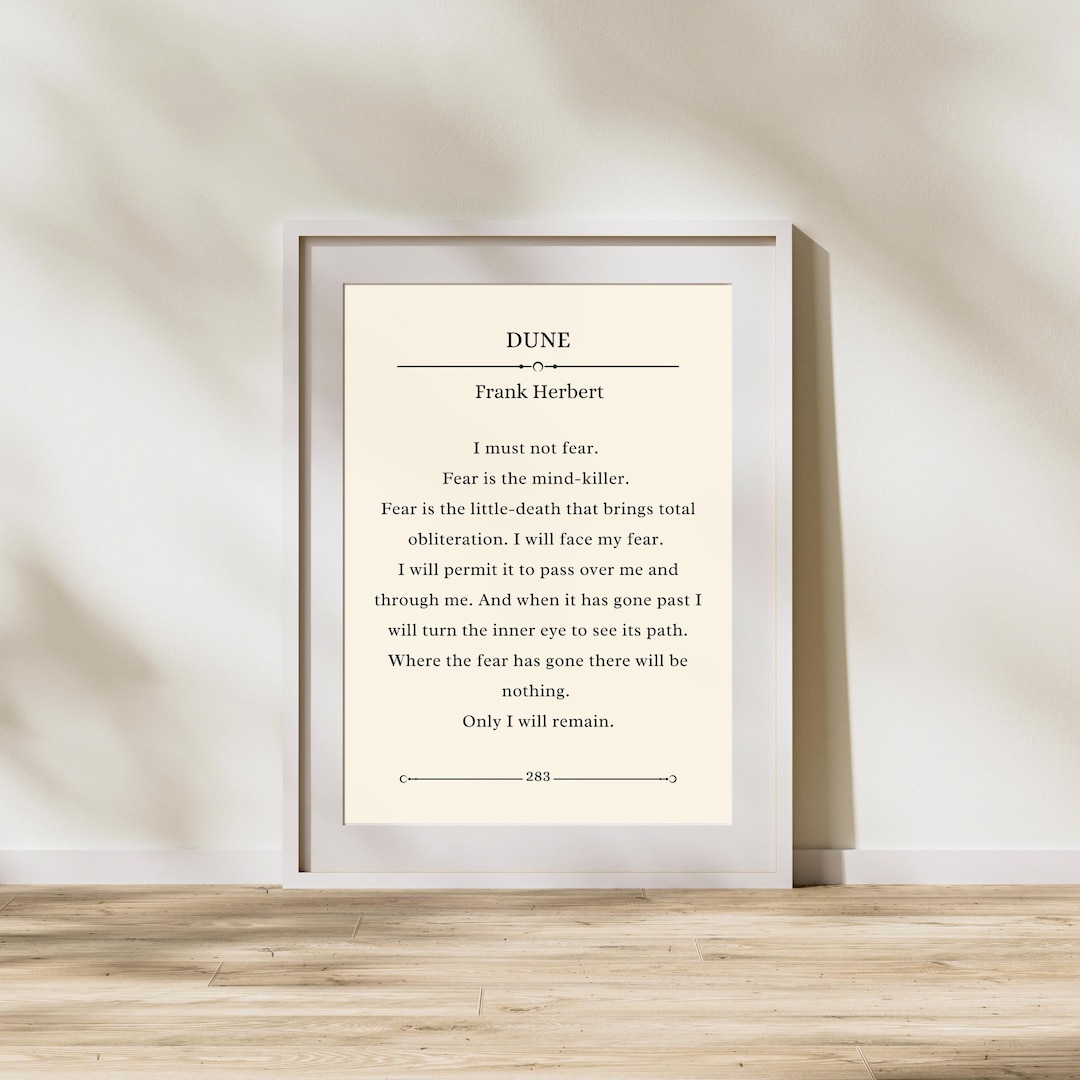 Dune - Frank Herbert I Must Not Fear Wall Decor Art Literary Poster ...