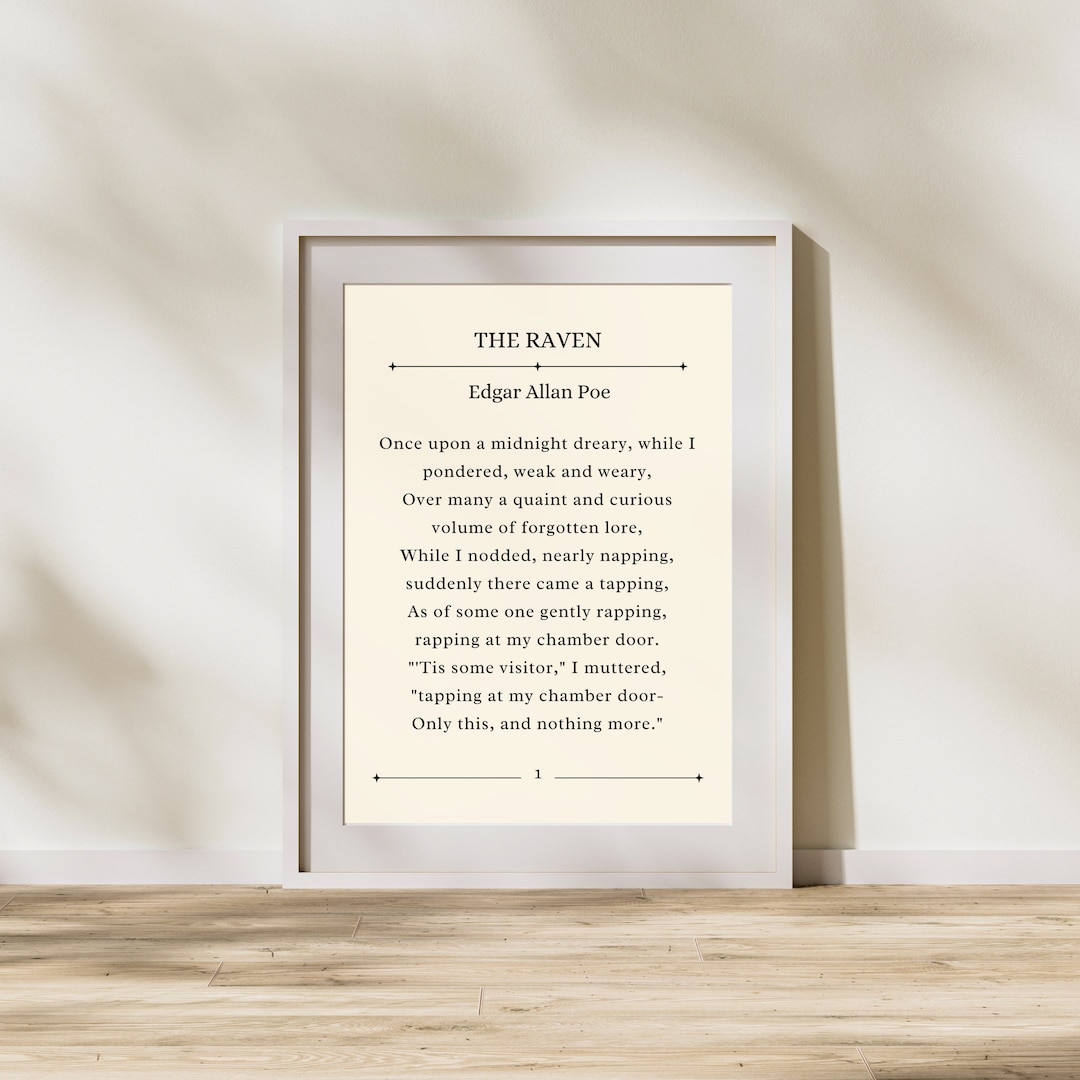 Edgar Allan Poe - the Raven Opening Lines Literary Wall Decor Art ...