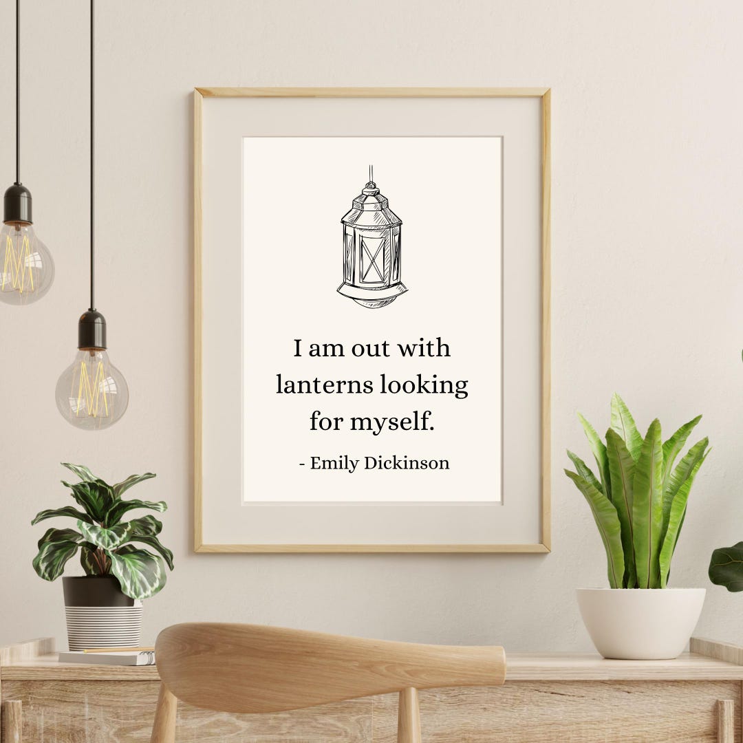 Emily Dickinson - I Am Out With Lanterns Looking for Myself Wall Decor ...