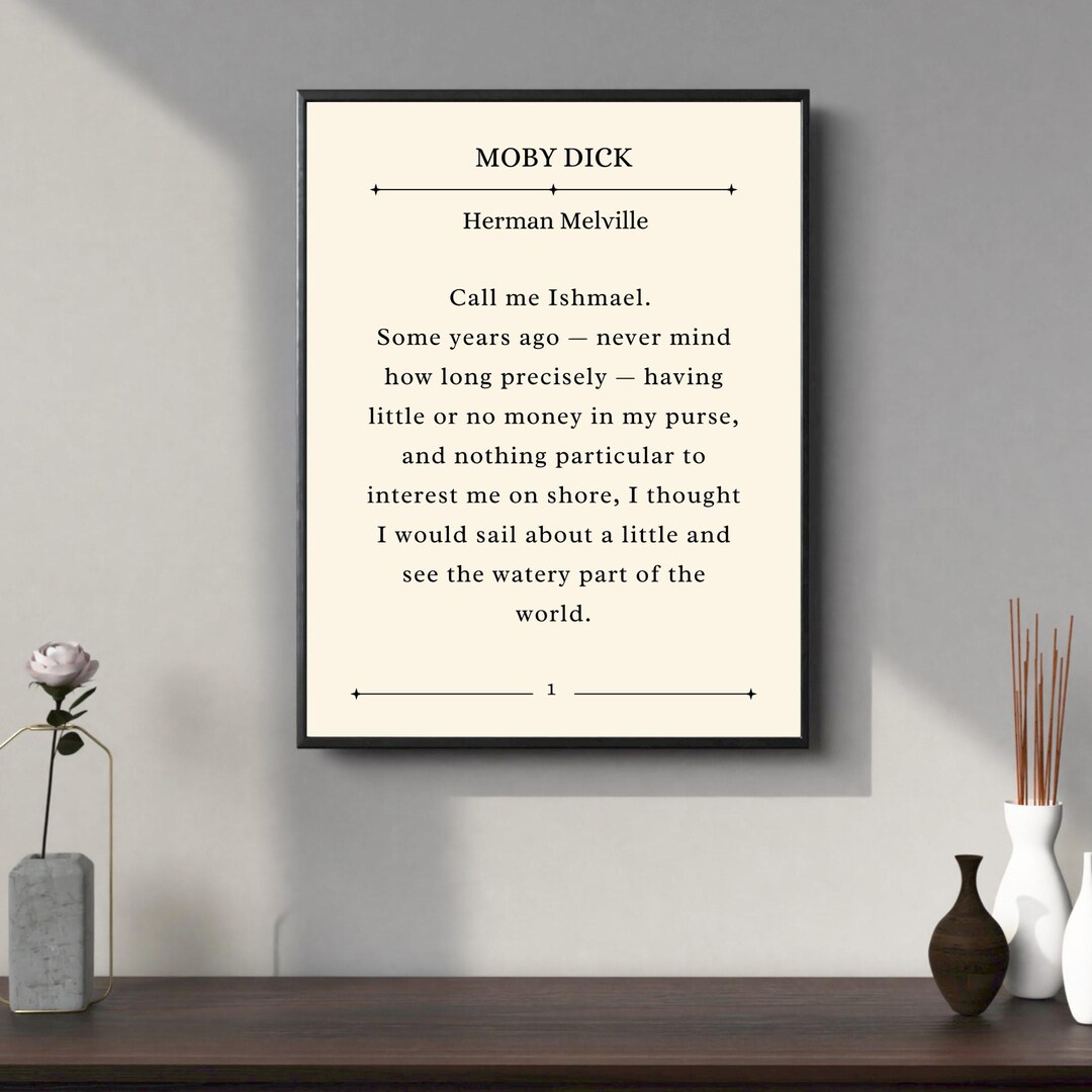 Herman Melville - Moby Dick Opening Lines Wall Decor Art Literary ...