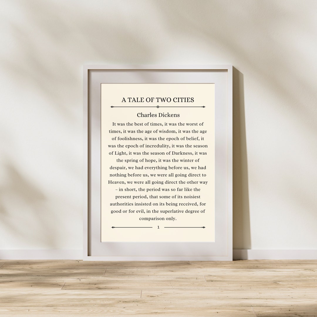 Charles Dickens - A Tale of Two Cities Opening Line Wall Decor Art ...