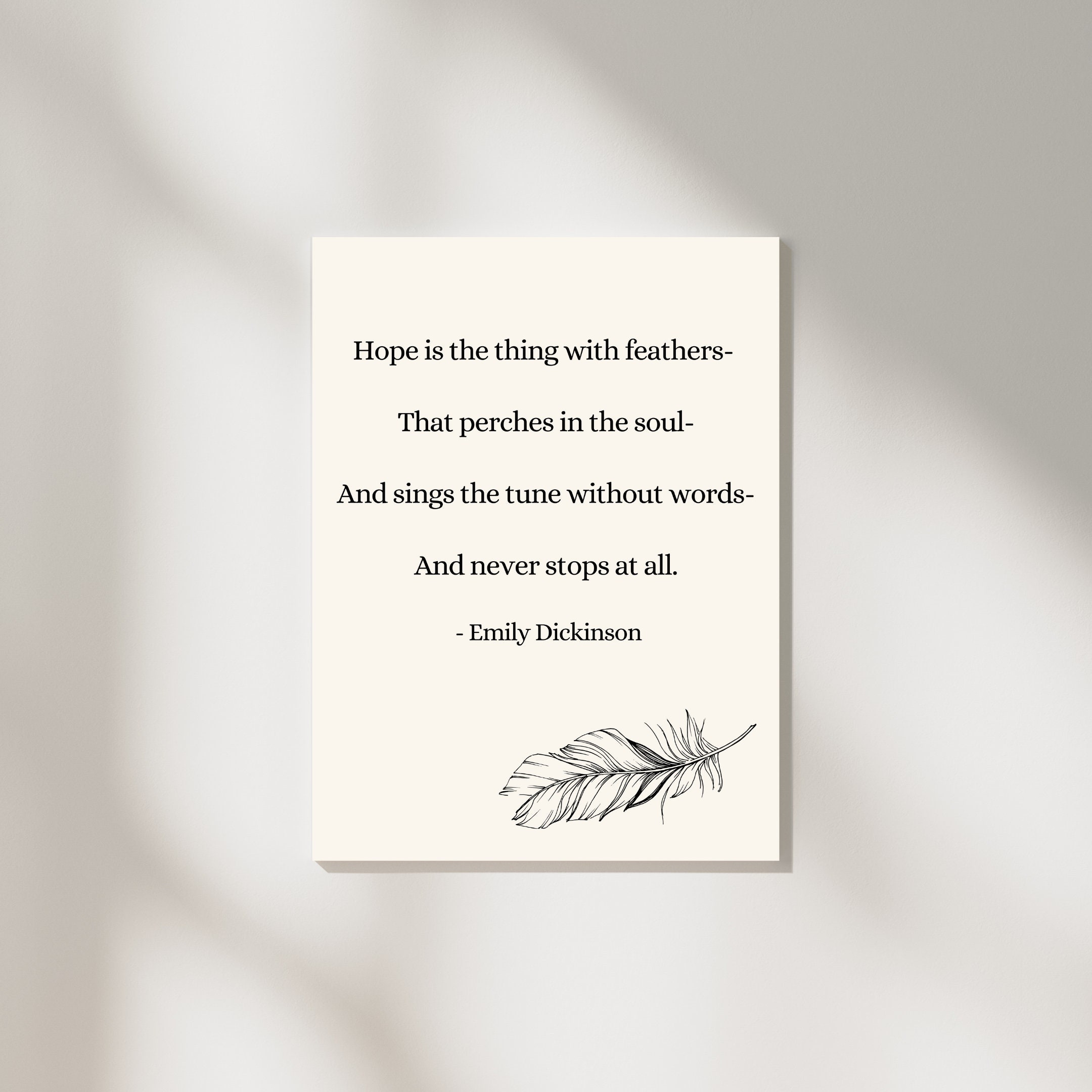 Emily Dickinson - Hope is the Thing With Feathers Wall Decor Art ...