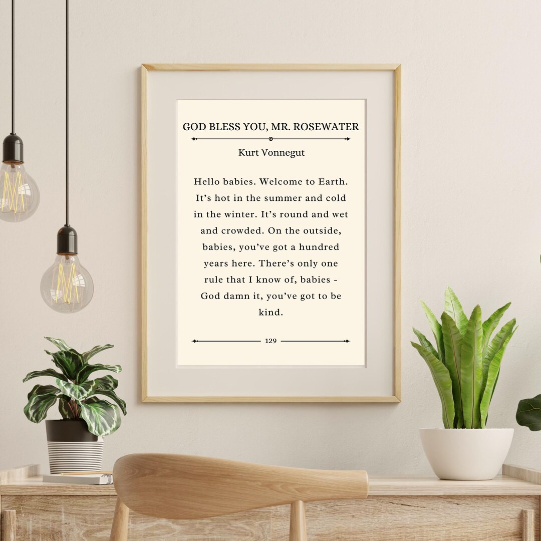 Kurt Vonnegut - God Bless You, Mr. Rosewater Wall Decor Art Literary ...