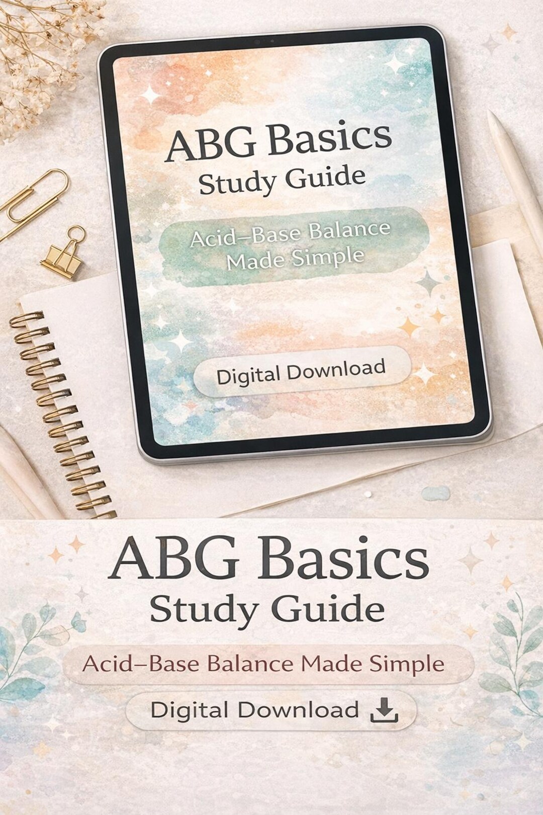 ABG Basics, Study Guide, Nursing, Acid-base Balance, Digital Download ...