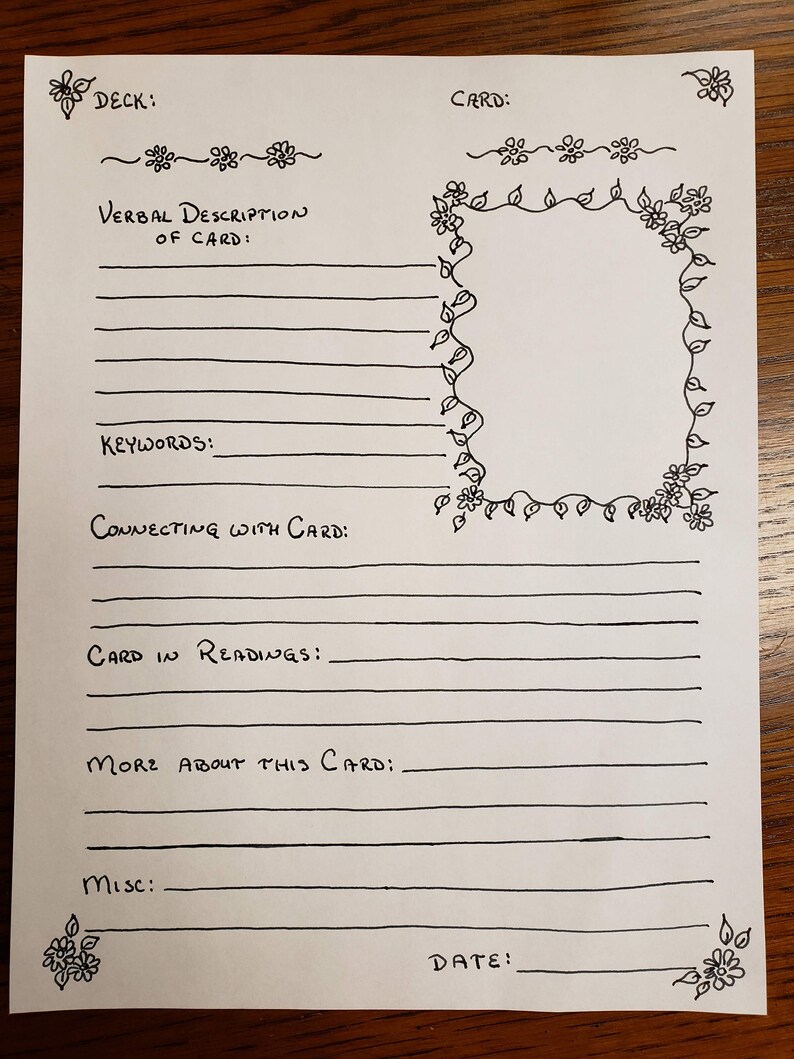 Tarot and Oracle Deck Study Blank Worksheet - Etsy