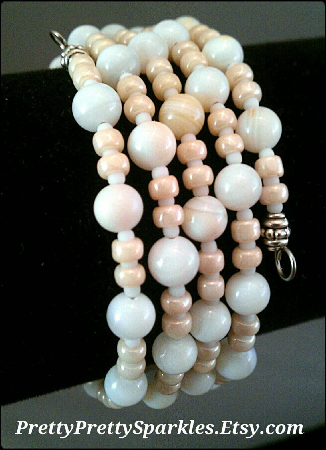 White Shell Memory Wire Bracelet / White Shell Wrap Bracelet / - Etsy