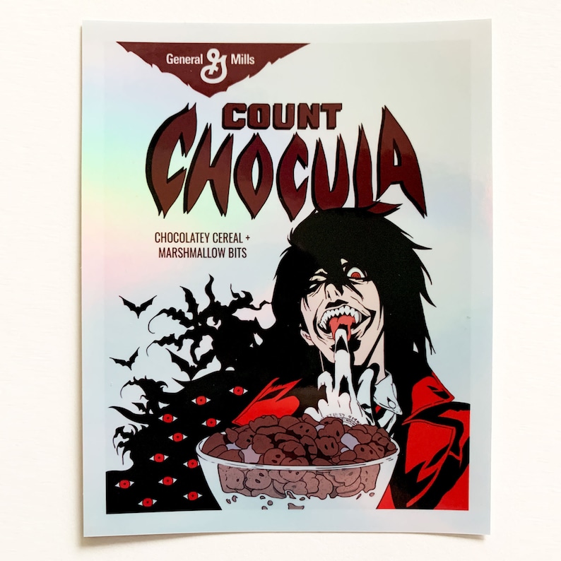 Alucard Count Chocula Sticker, Holographic or Glossy White - Etsy
