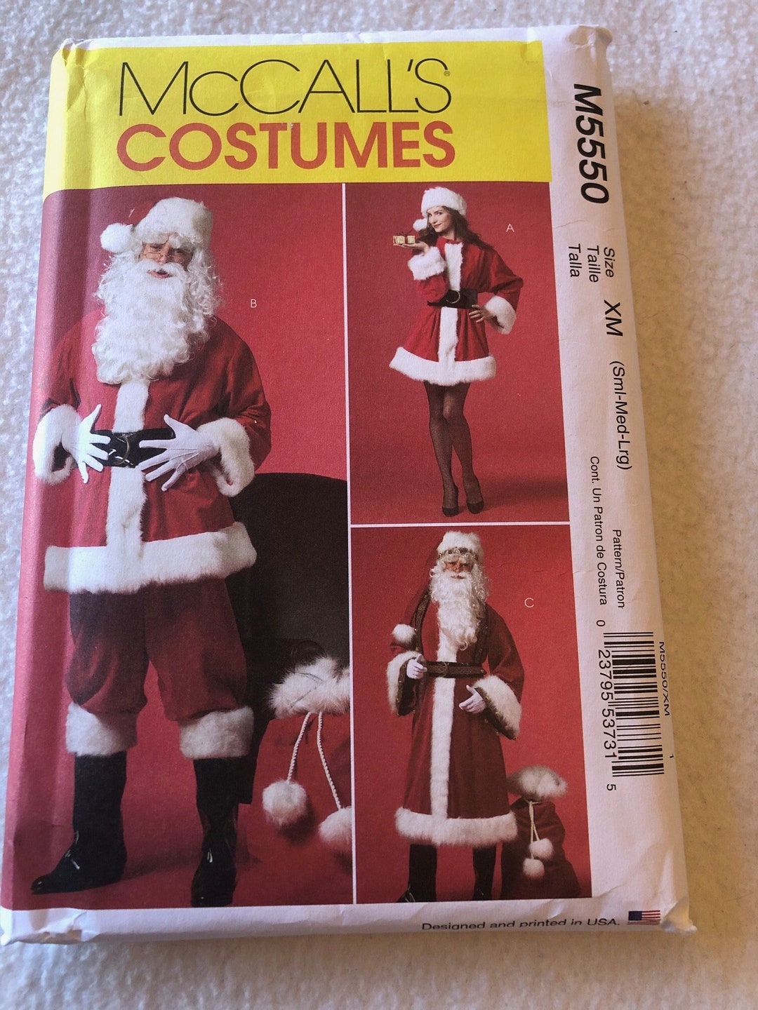 Mccalls Costumes Paper Pattern M5550, Santa Costume Pattern - Etsy