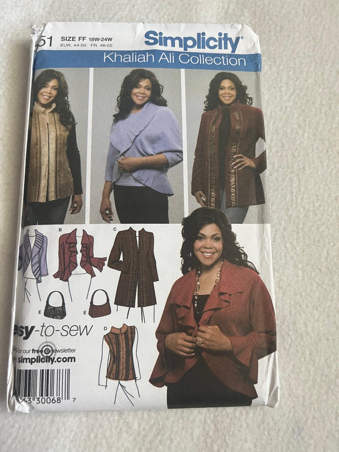 Simplicity 4051 Paper Pattern, Khaliah Ali Collection, Women's Jackets ...