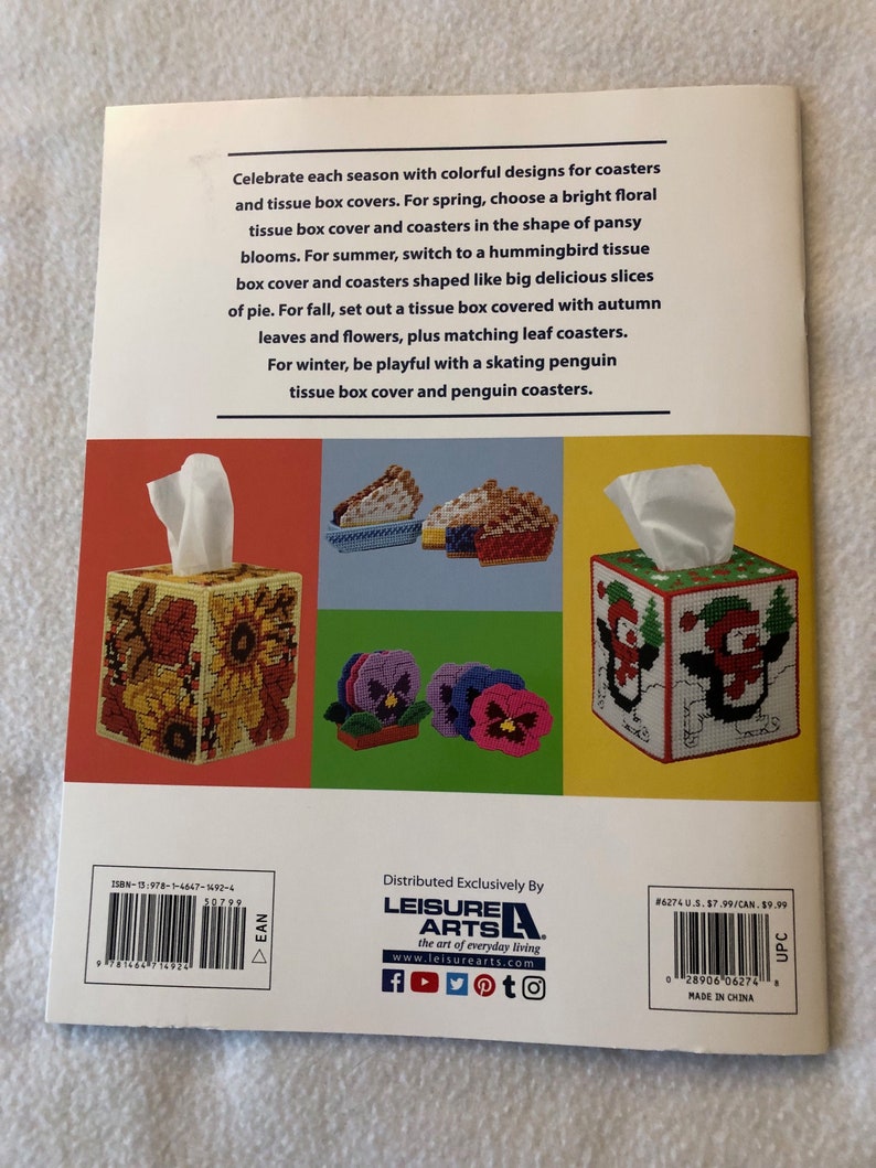 Plastic Canvas Stitching Patterns, Tissue Covers and Coaster, Pattern ...