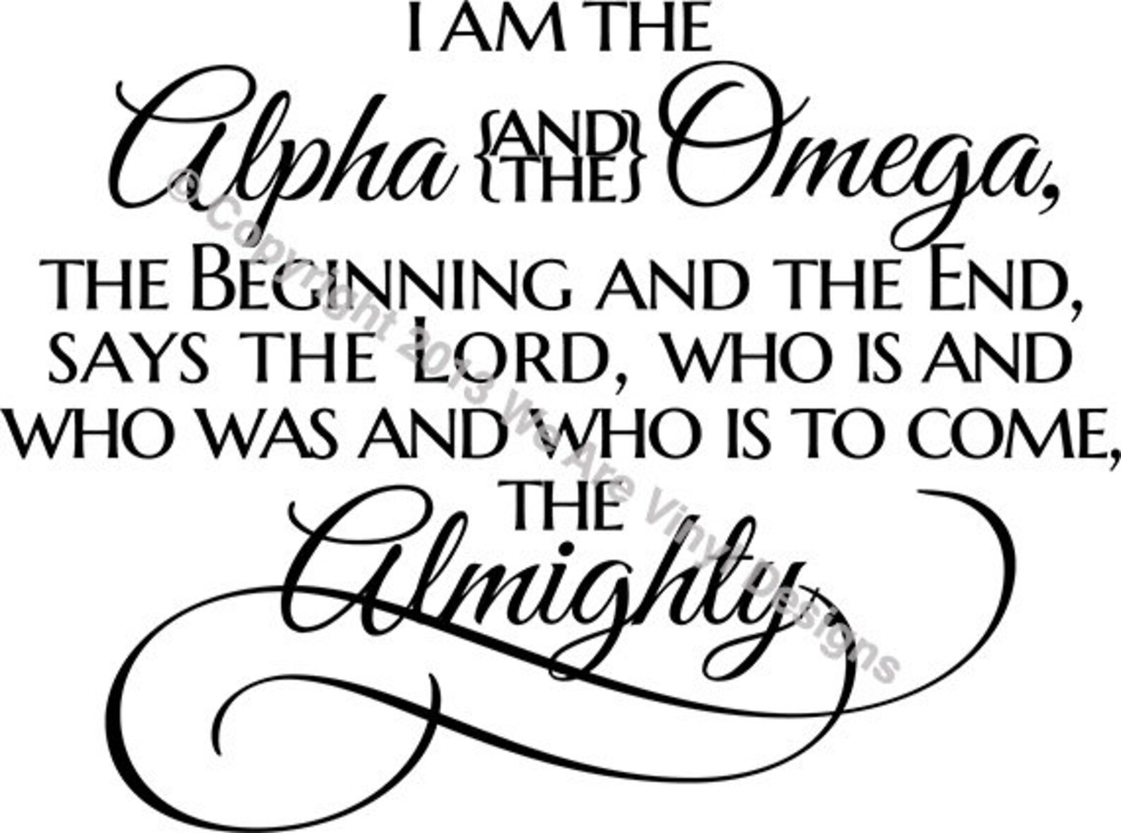I Am the Alpha and Omega CODE 082 Christian Wall Decal. | Etsy