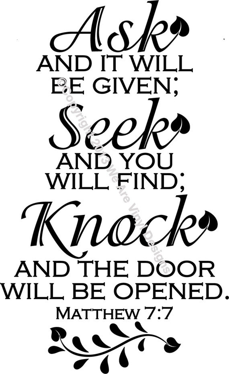 Ask. Seek. Knock CODE 019 Vinyl Bible Verse. - Etsy