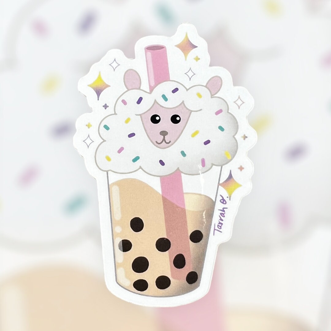 Sheep Boba Milk Tea Vinyl Sticker - Etsy