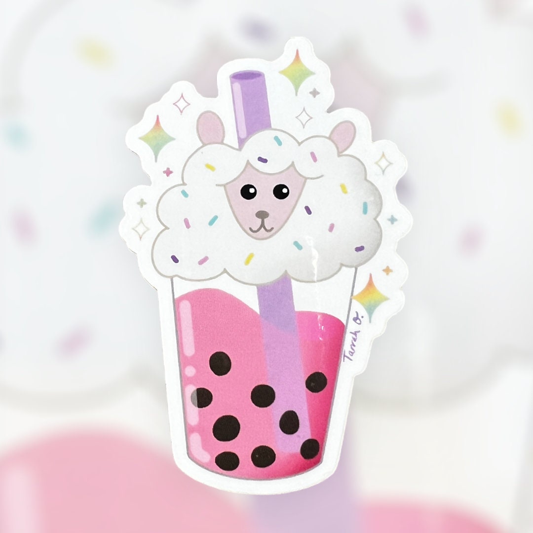 Dragonfruit Sheep Boba Tea Vinyl Sticker - Etsy