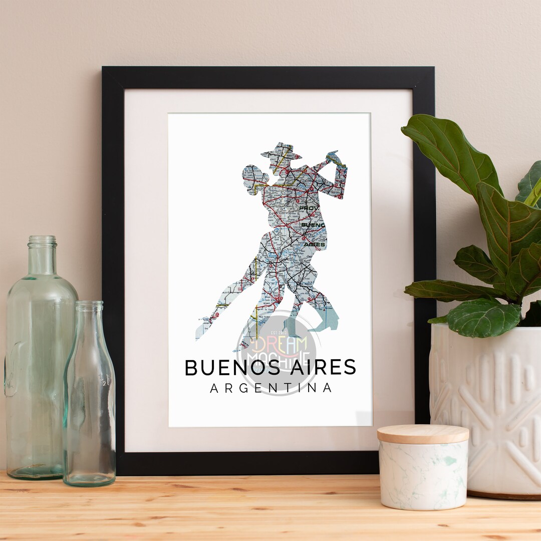 Buenos Aires Tango Map Art Print: Argentina Watercolor Skyline - Etsy