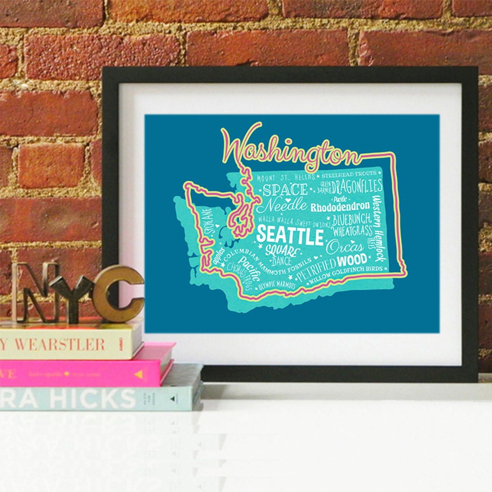 Washington State Print Washington Art Washington Poster - Etsy