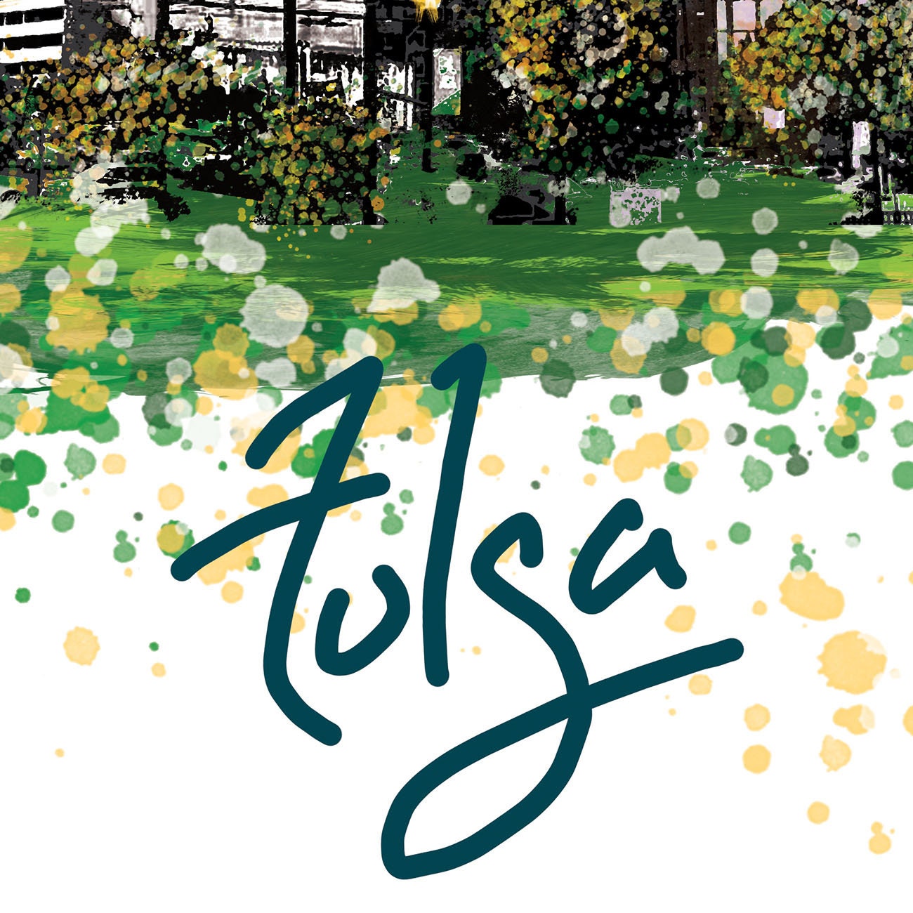 Tulsa Print, Tulsa Skyline, Tulsa Art, Tulsa Poster, Tulsa Watercolor ...