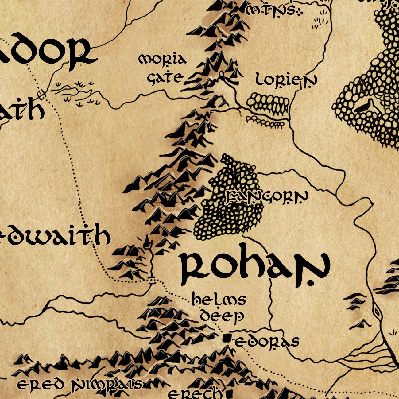 Lord of the Rings Poster Map of Middle Earth, Lord of the Rings, LOTR ...
