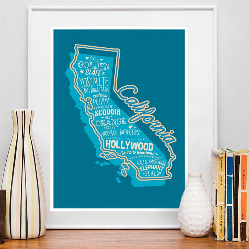 California State Print California Art California Poster - Etsy