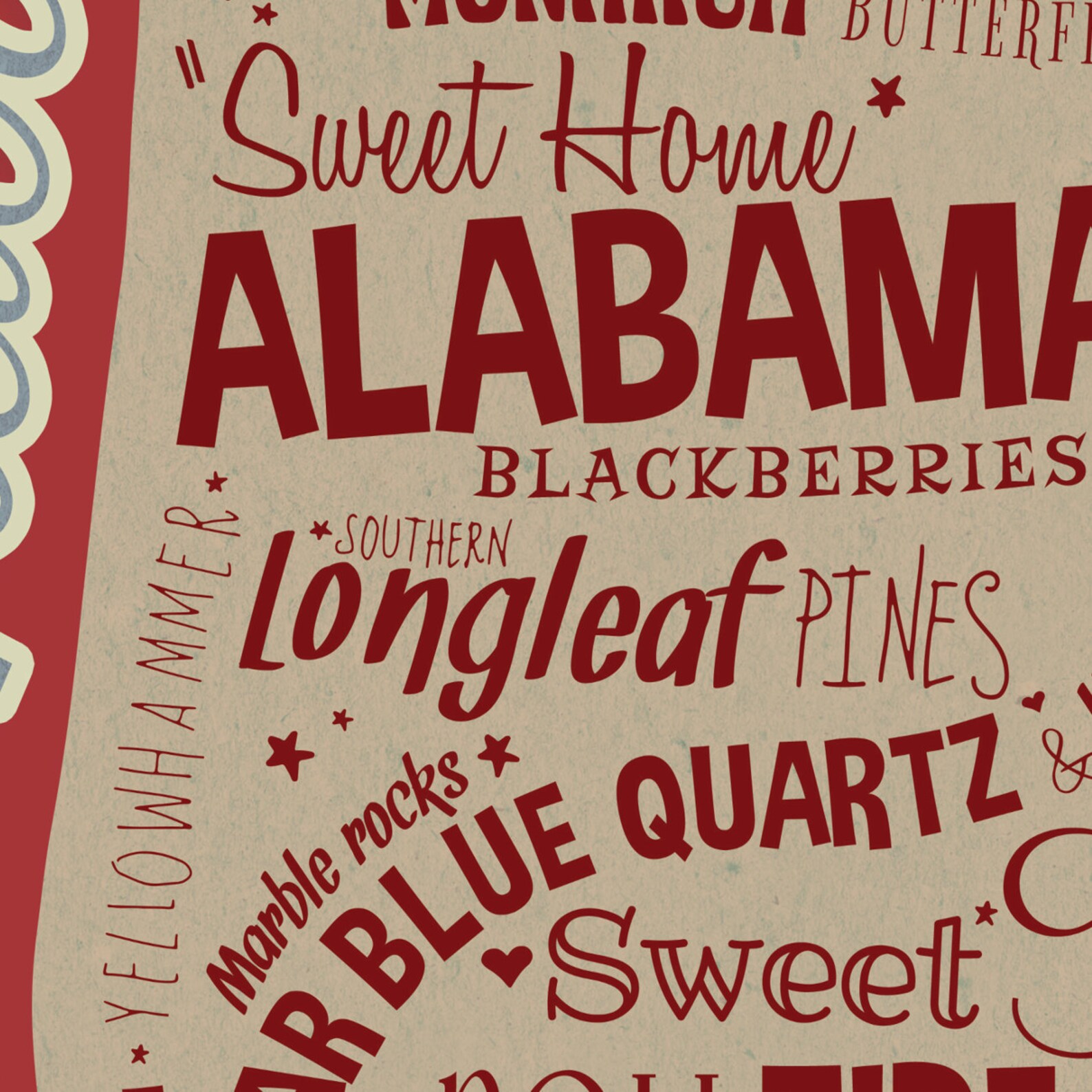 Alabama Art Print Alabama Wall Art Alabama Poster Alabama - Etsy