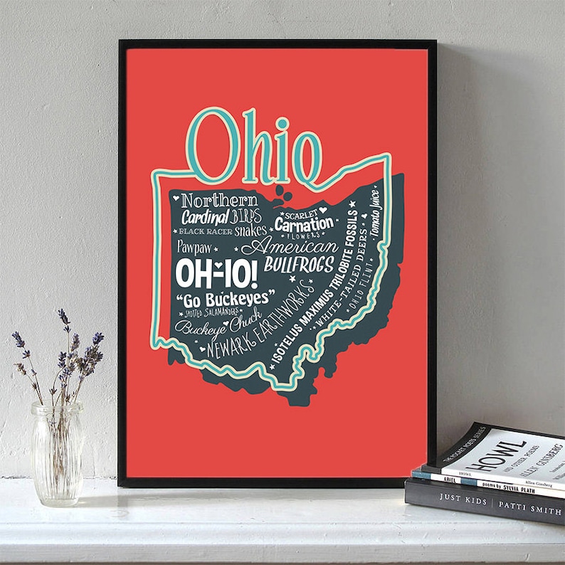 Ohio State Print Ohio Art Ohio Poster Ohio Print | Etsy