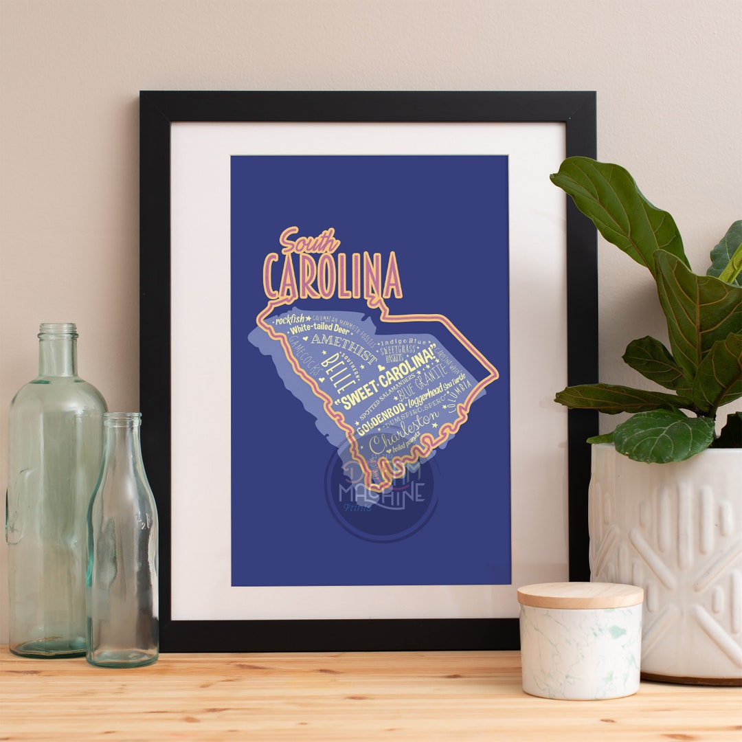 South Carolina State Print, South Carolina Art, South Carolina Poster ...