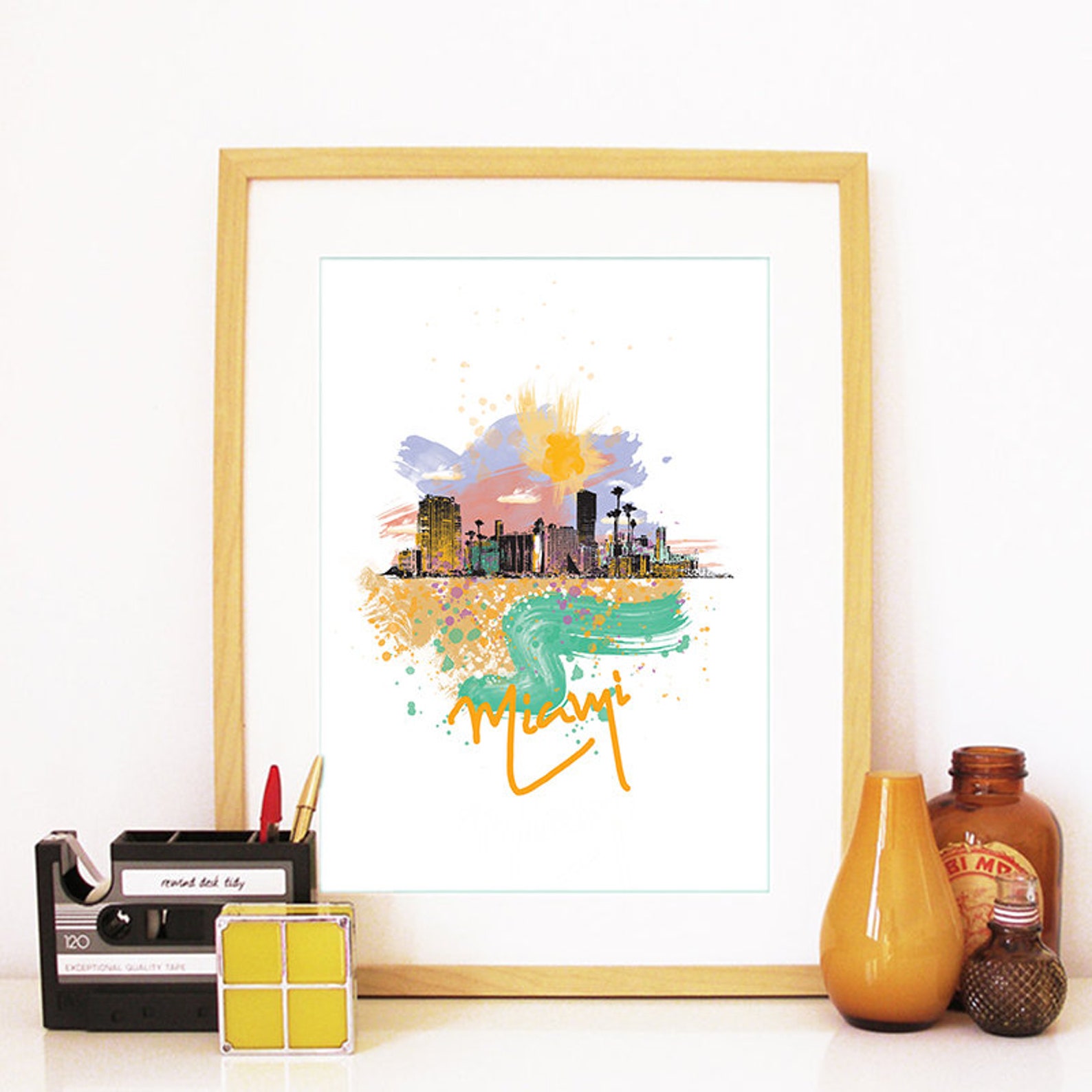 Miami Print Miami Skyline Miami Art Miami Poster Miami - Etsy