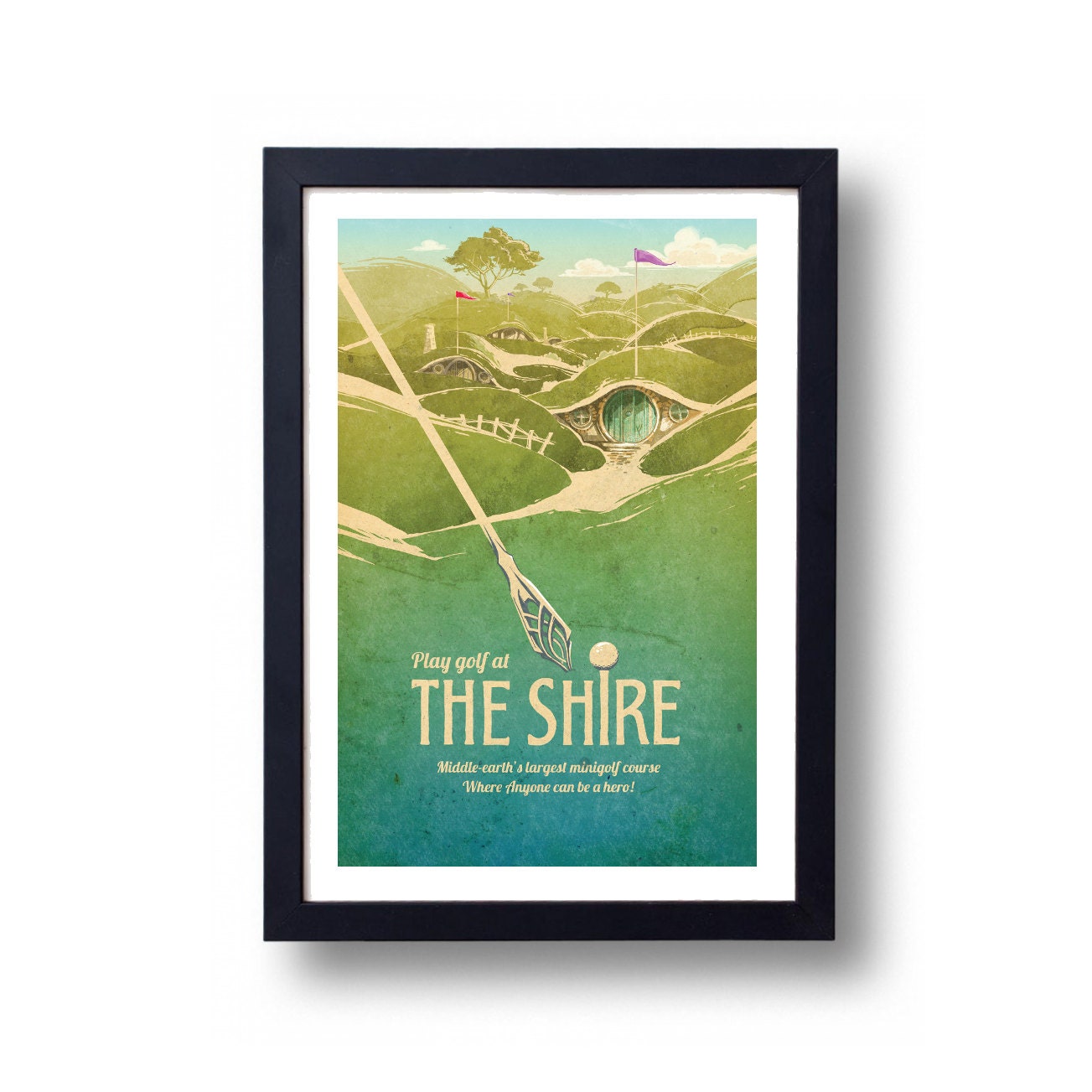 Lord of the Rings Poster, The Shire, Minigolf Travel Poster, Lord of ...